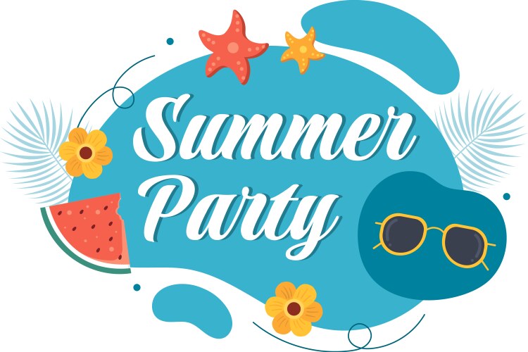 Summer party cartoon background with tropical Vector Image