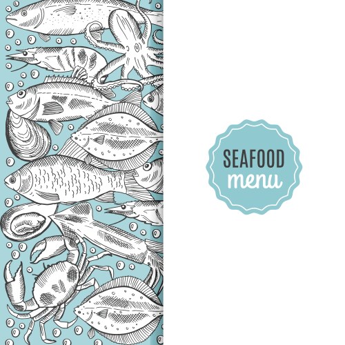 Design a fish menu template for the restaurant Vector Image