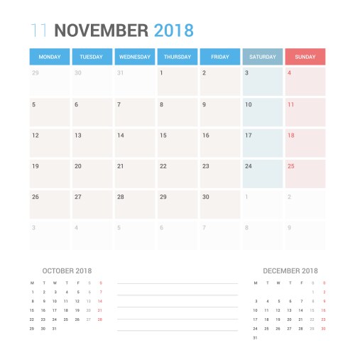 Year wall planner 2018 Royalty Free Vector Image