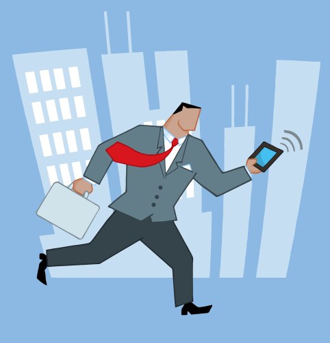 Businessman running late cartoon Royalty Free Vector Image