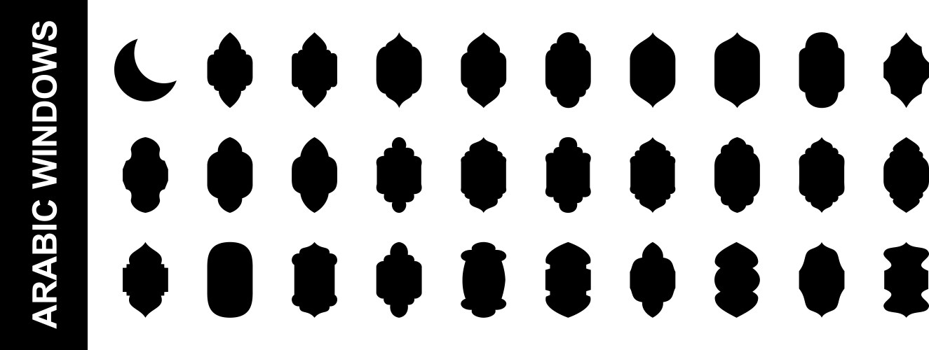 Vintage arabic windows frames muslim shape arches Vector Image