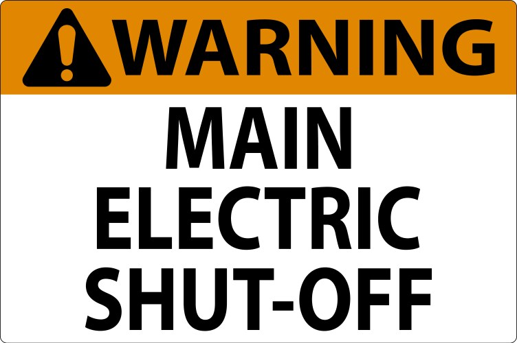 Warning sign main electric shut-off Royalty Free Vector