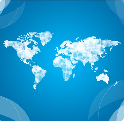 Blue world map background in polygonal style Vector Image