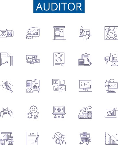 Auditor and analysis line icons signs set design Vector Image