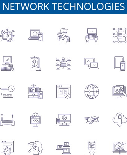 Network line icons signs set design collection Vector Image