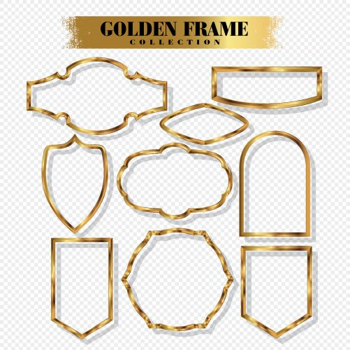 Set gold frames on transparent background Vector Image