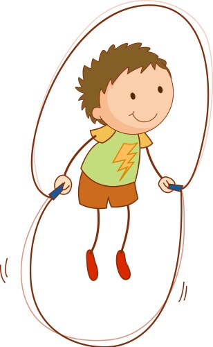 Cartoon boy jumping rope Royalty Free Vector Image