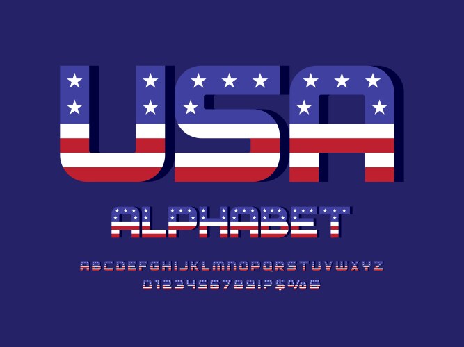 American Flag Font & Symbols Royalty Free Vector Image