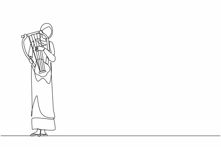 Single continuous line drawing arab female Vector Image