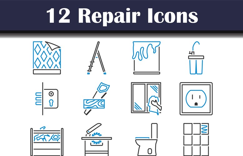Technical icon set tool repair configuration Vector Image