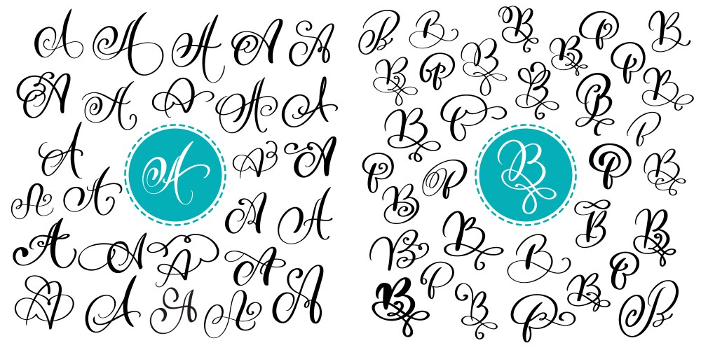 Set of hand drawn calligraphy letter i Royalty Free Vector