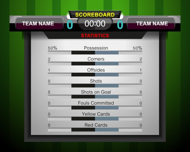 Football soccer match statistics Royalty Free Vector Image