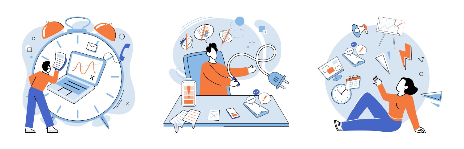 Stress at work overtime and pressure Royalty Free Vector