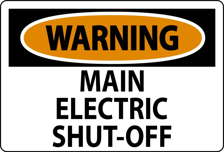 Warning sign main electric shut-off Royalty Free Vector