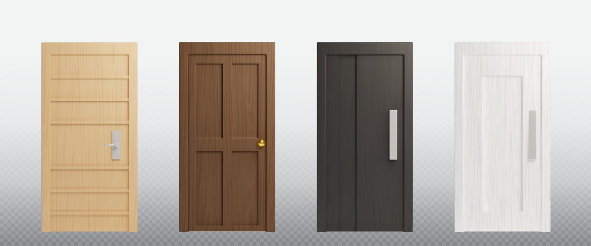 Modern wooden door realistic Royalty Free Vector Image