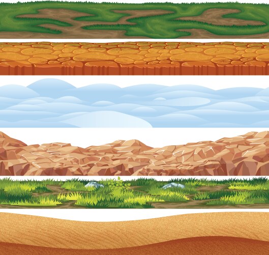Cartoon seamless grounds game background assets Vector Image