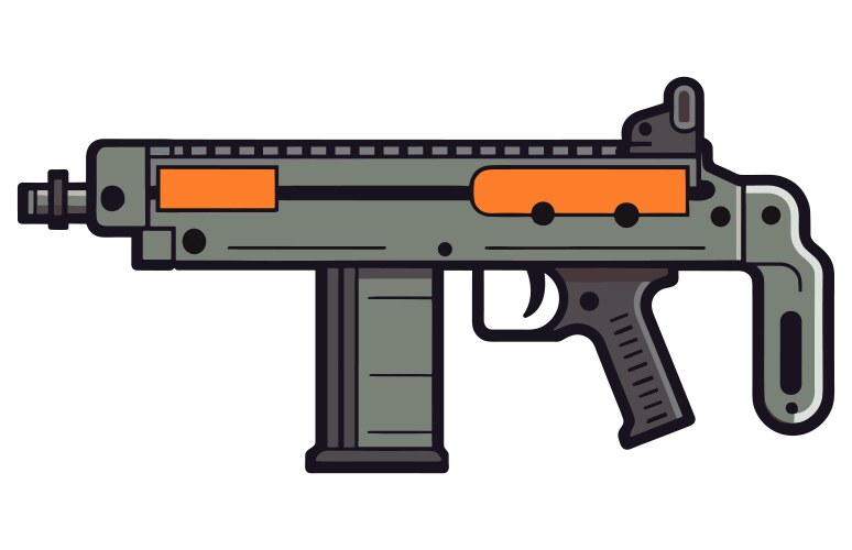 Submachine gun machine hand weapons Royalty Free Vector