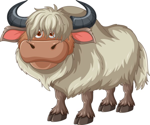 Cartoon yak standing next to a blank sign Vector Image