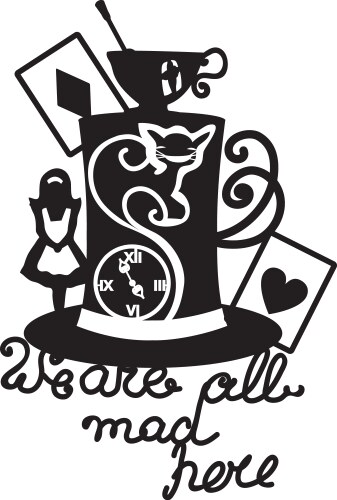 Alice in Wonderland Outline Vector Images (33)