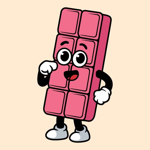 Cute chocolate bar character with funny face Vector Image