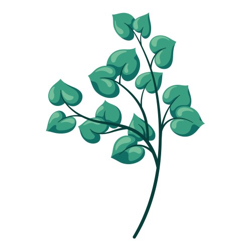 Yellow autumn twig with leaves cartoon flat Vector Image