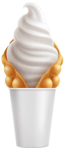 Egg waffle with caramel ice-cream realistic Vector Image