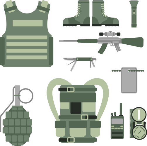 Military body armor symbols set forces Royalty Free Vector