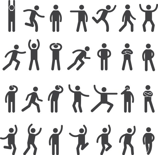 Stick Figures in Motion Vector Images (over 720)