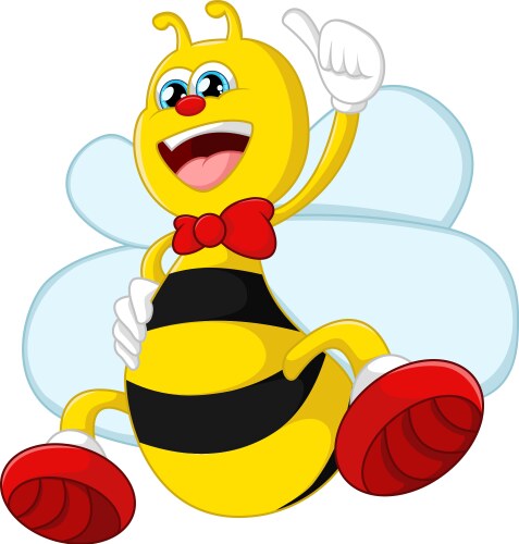 Cartoon bee holding scoop of honey Royalty Free Vector Image