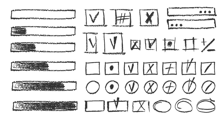 Charcoal pencil hand drawing check box with marks Vector Image