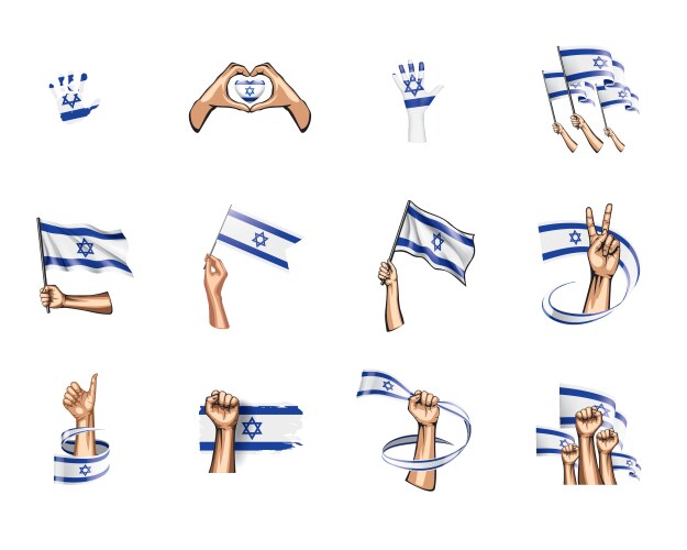 Israel flag and hand on white background Vector Image