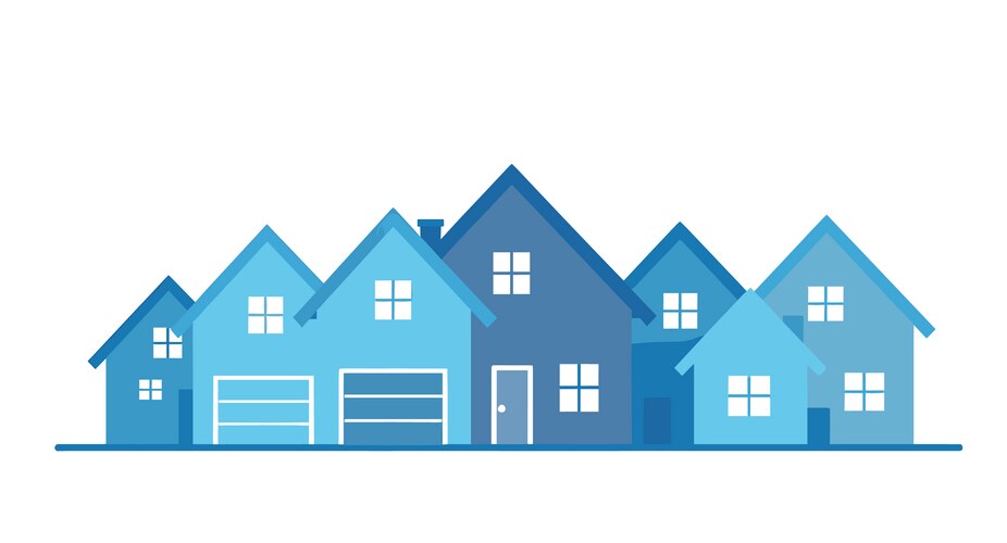 Modern Blue Suburban Homes – Royalty-Free Vector | VectorStock