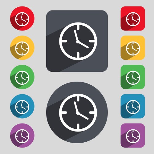 Clock time sign icon mechanical watch symbol set Vector Image
