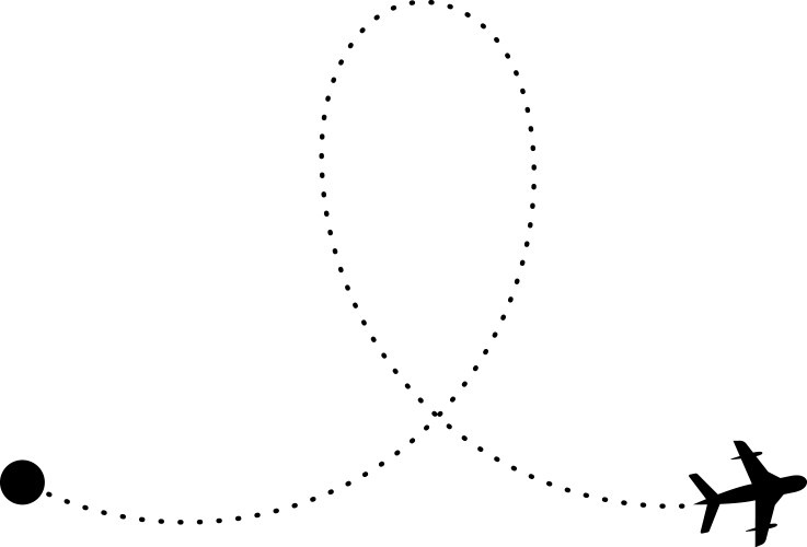 Dashed flight path plane route black airplane Vector Image