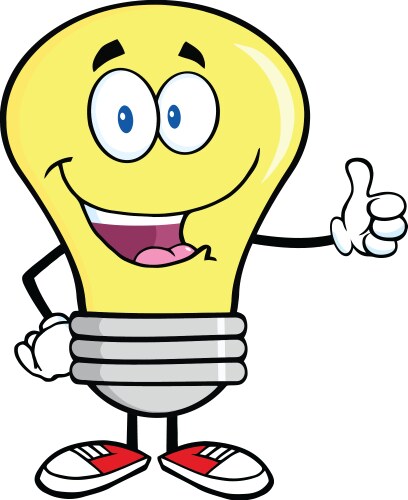 Light bulb cartoon with thumbs up Royalty Free Vector Image