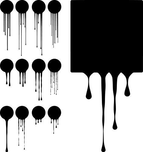 Set of different coloured paint drips Royalty Free Vector Set of different coloured paint drips Royalty Free Vector