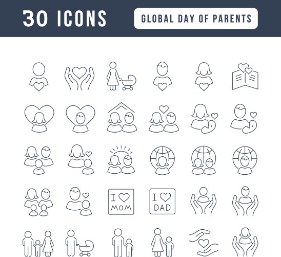Harmonious relationship icons set Royalty Free Vector Image