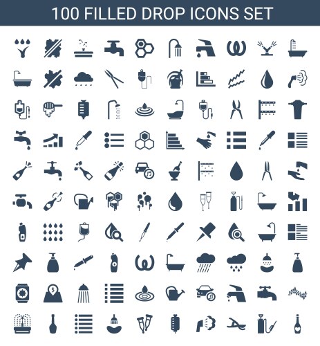 100 drop icons Royalty Free Vector Image - VectorStock