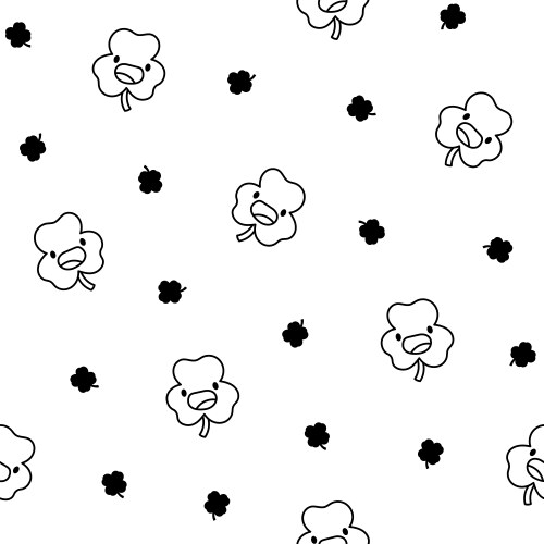 Cute kawaii lucky clover coloring page Royalty Free Vector