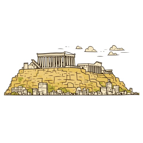 Acropolis hand-drawn comic doodle Royalty Free Vector Image