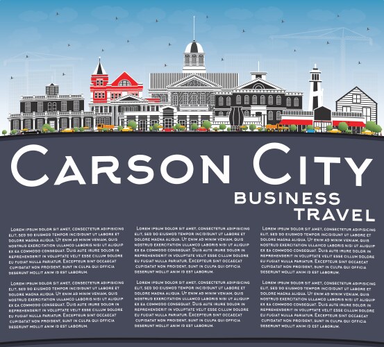 Carson city nevada skyline with color Royalty Free Vector