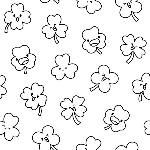 Cute kawaii lucky clover coloring page Royalty Free Vector