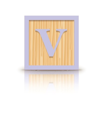 Letter m wooden alphabet block Royalty Free Vector Image