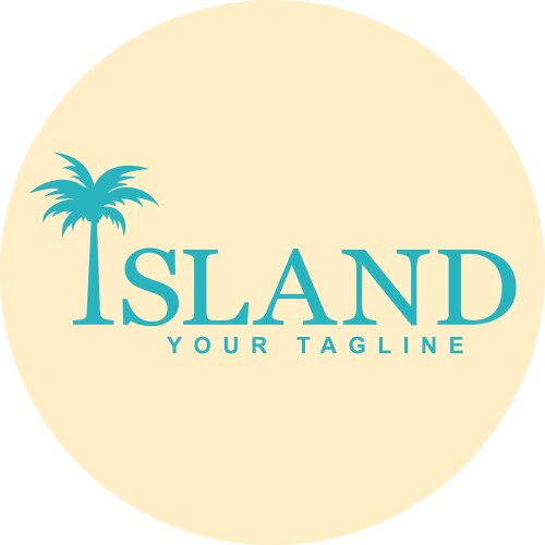 Tropical island logo with palm tree Royalty Free Vector