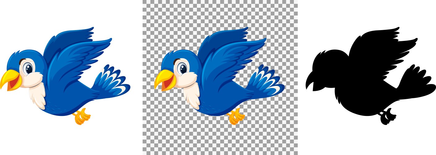 Cute blue bird cartoon character Royalty Free Vector Image