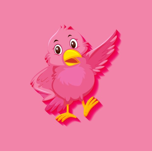 Cute pink bird cartoon character Royalty Free Vector Image