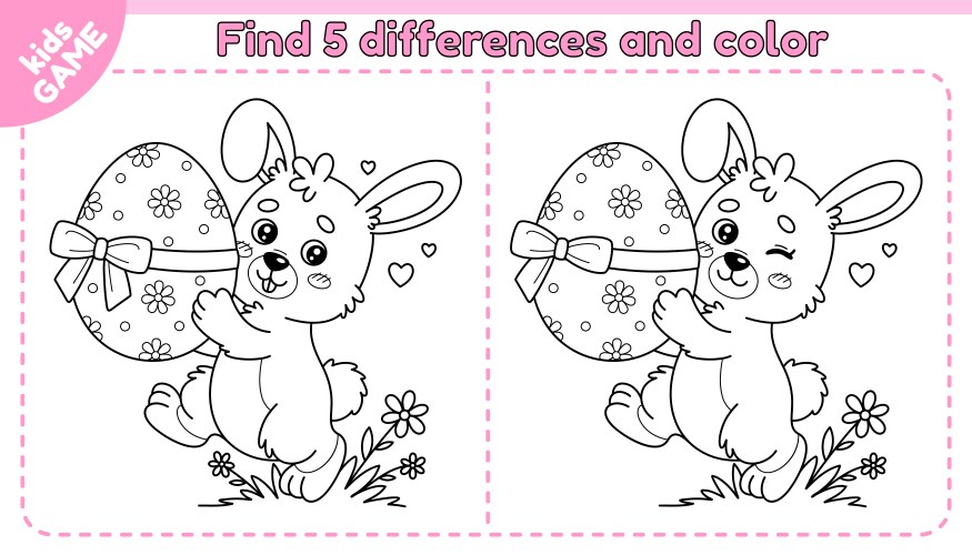 Outline game find the differences with easter cake