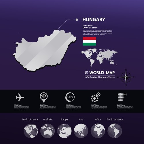 Hungary map icon Royalty Free Vector Image - VectorStock