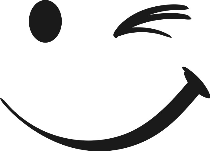 Winking smile emoticon emoji cartoon line art Vector Image