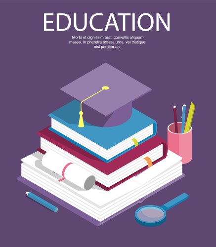 Pink book isometric icon Royalty Free Vector Image